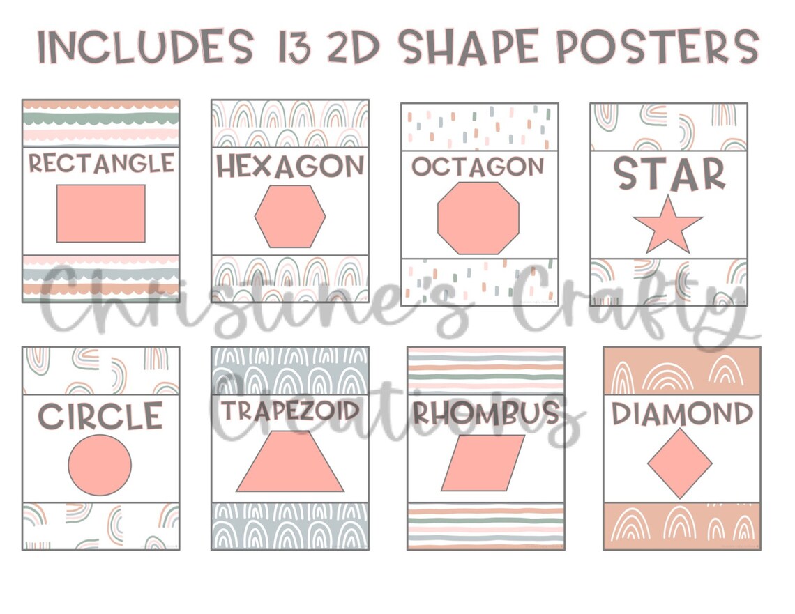 BOHO 2D Shapes Posters - Etsy