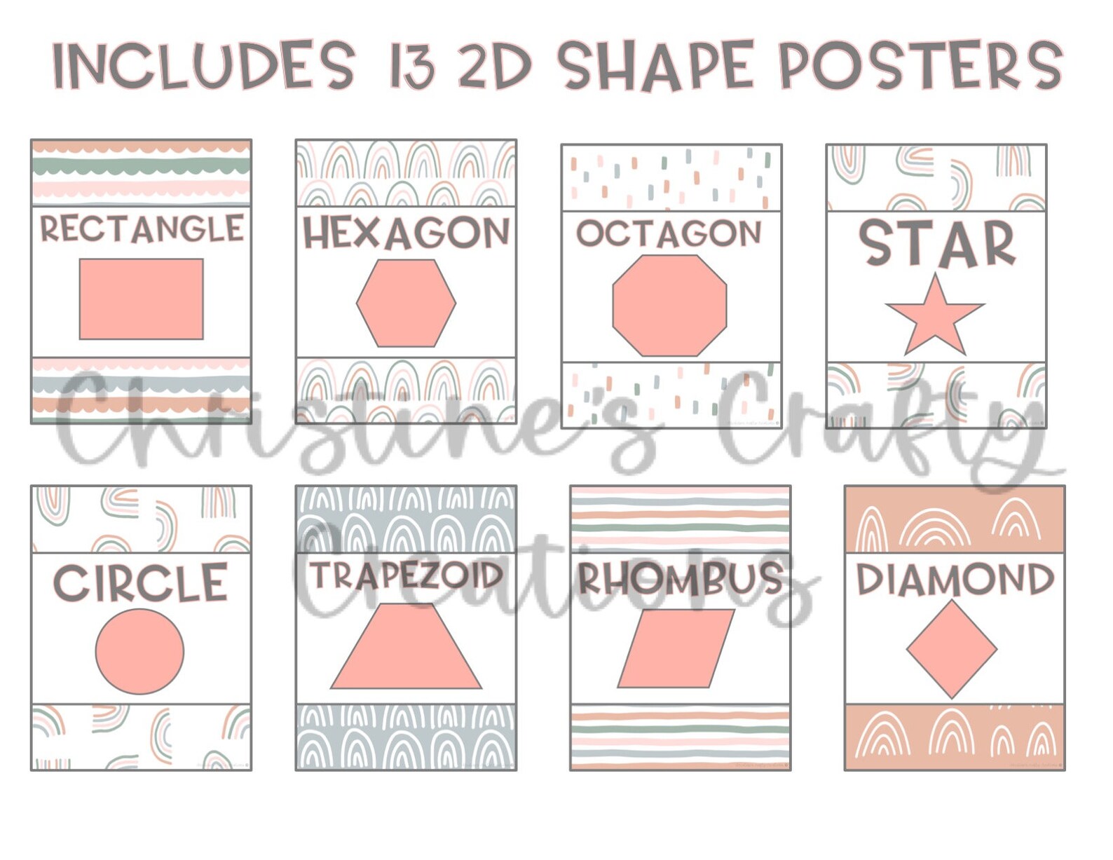 BOHO 2D Shapes Posters - Etsy