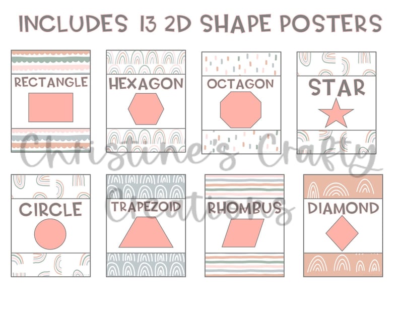 BOHO 2D Shapes Posters - Etsy