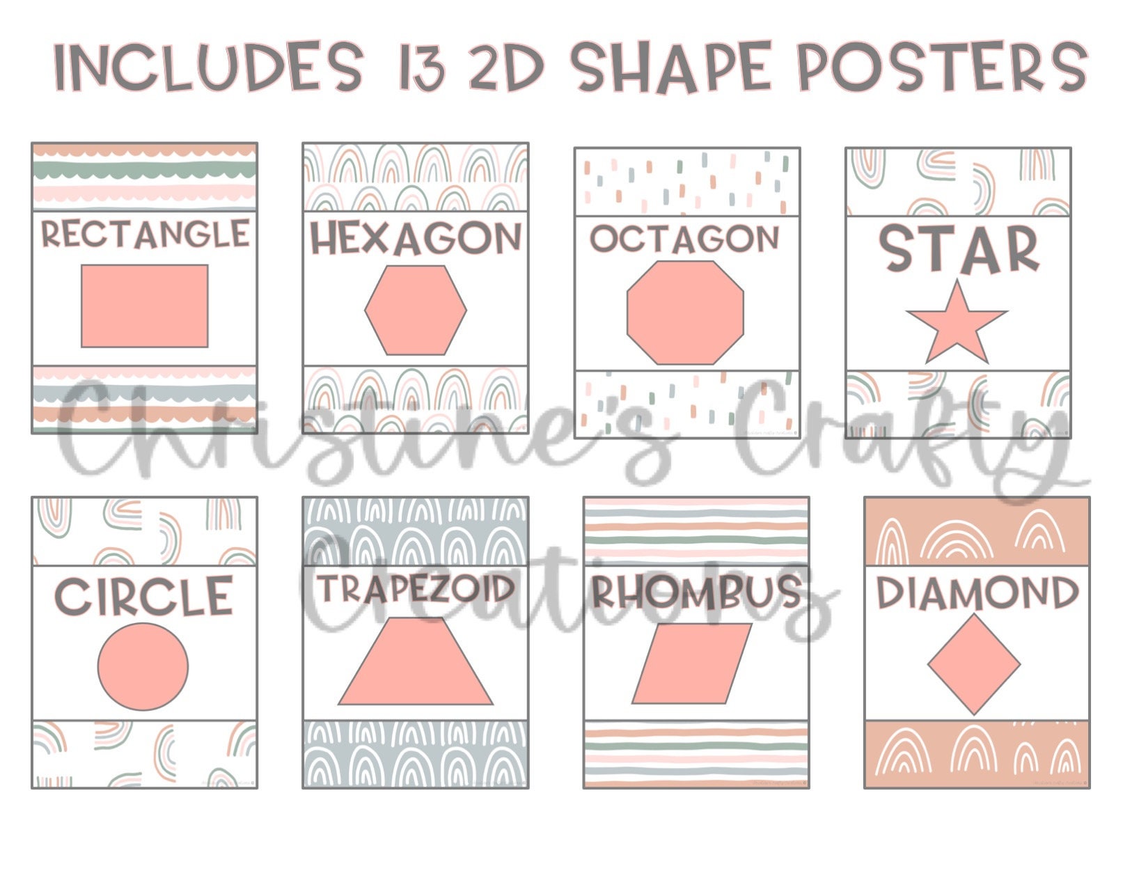 BOHO 2D Shapes Posters - Etsy