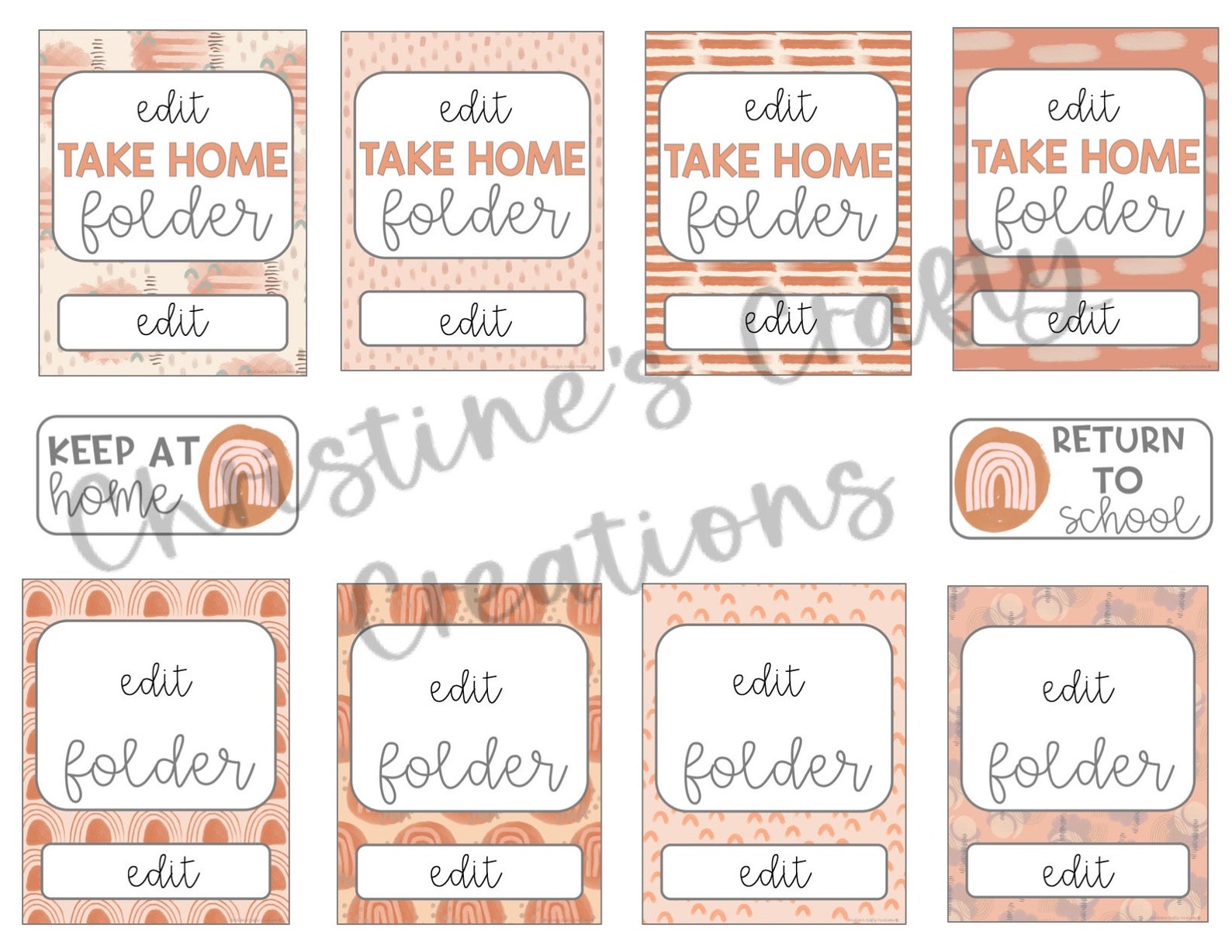 Rustic Boho Student Folder Covers L Editable - Etsy