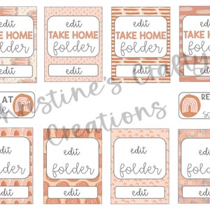Rustic Boho Student Folder Covers L Editable - Etsy
