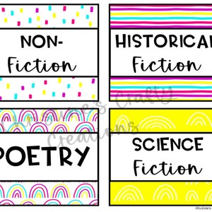 Bright Rainbow Boho Book Bin Labels L Editable - Etsy