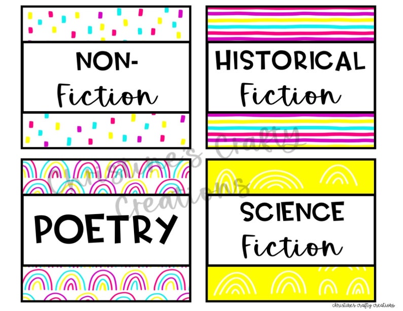 Bright Rainbow Boho Book Bin Labels L Editable - Etsy