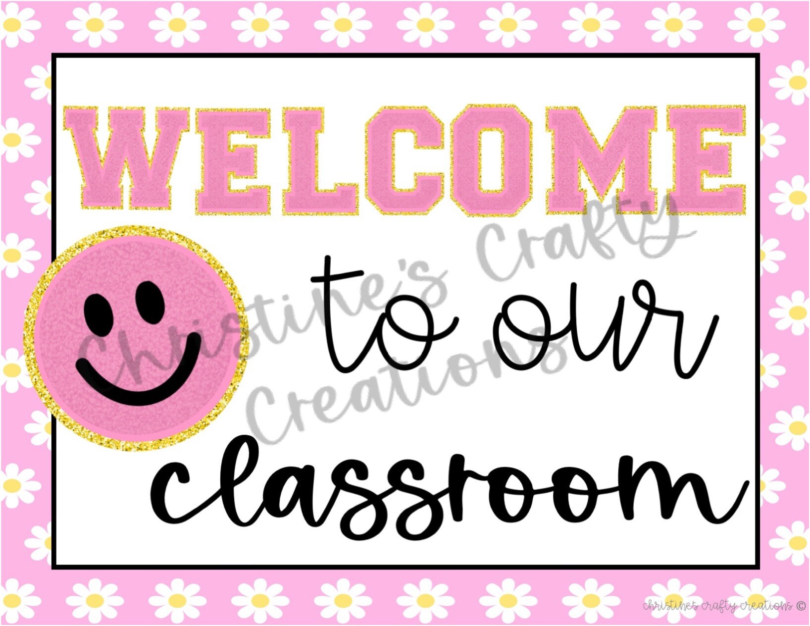 Retro Daisy Welcome Sign L Editable Door Name Labels L Bulletin Board ...