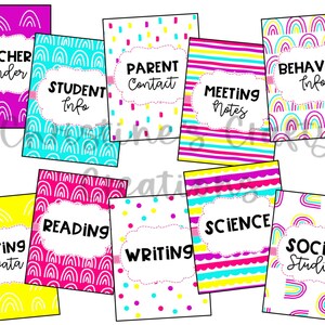 Bright Rainbow Boho Binder Covers and Spines L Editable - Etsy