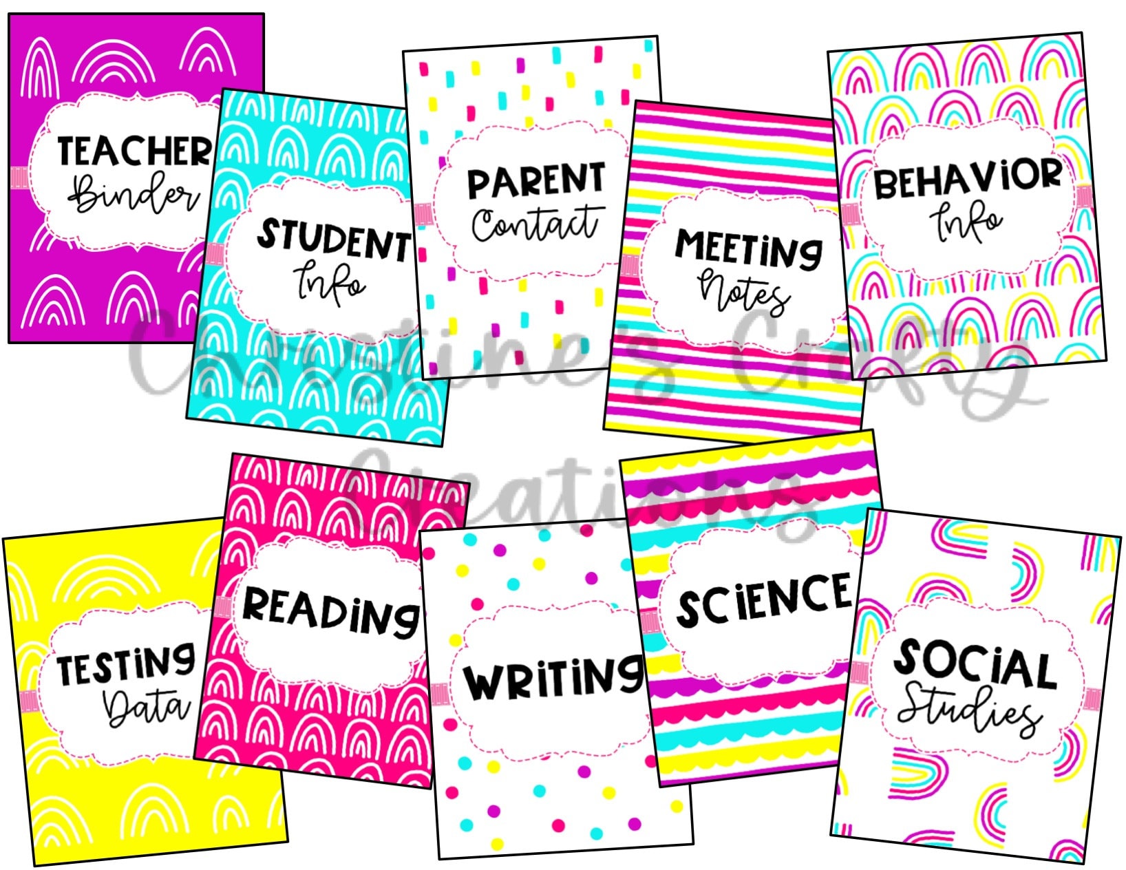 Bright Rainbow Boho Binder Covers and Spines L Editable - Etsy