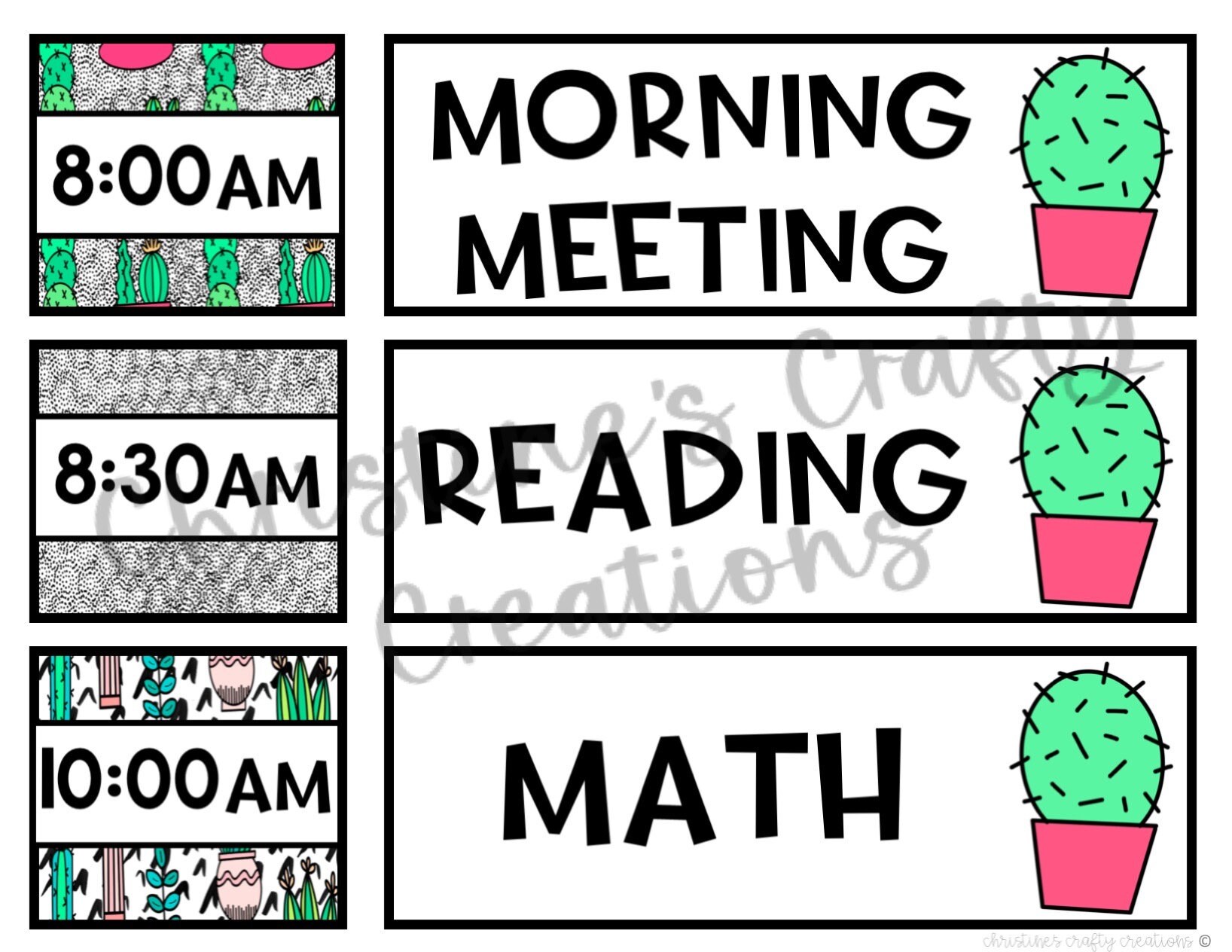Cactus Daily Schedule L Editable - Etsy