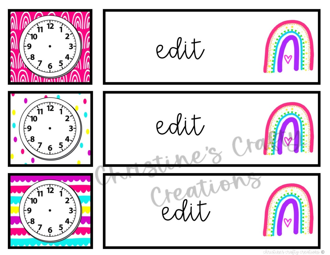 Bright Rainbow Boho Schedule L Editable - Etsy