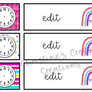 Bright Rainbow Boho Schedule L Editable - Etsy