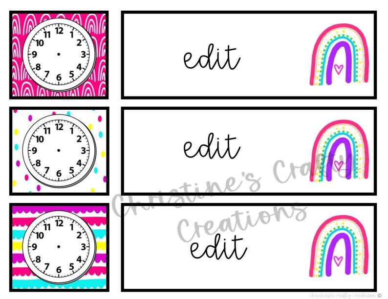 Bright Rainbow Boho Schedule L Editable - Etsy