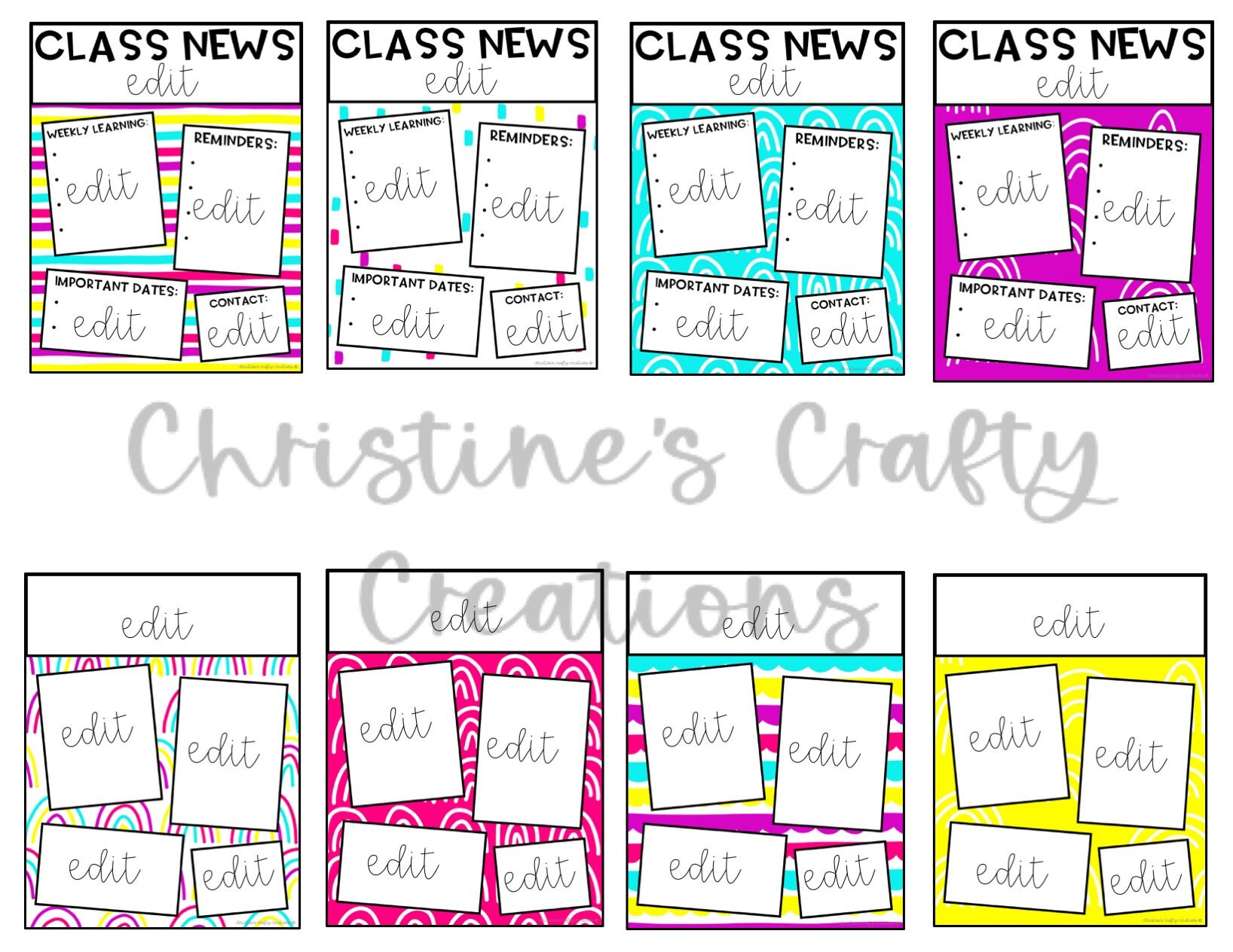 Bright Rainbow Boho Newsletter Templates L Editable - Etsy