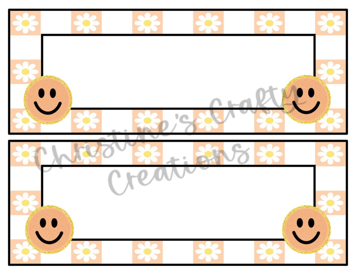 Retro Daisy Name Tags L Editable - Etsy