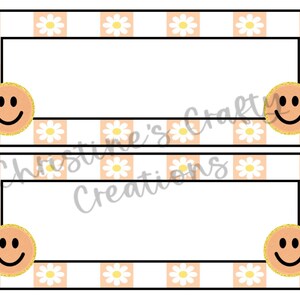 Retro Daisy Name Tags L Editable - Etsy