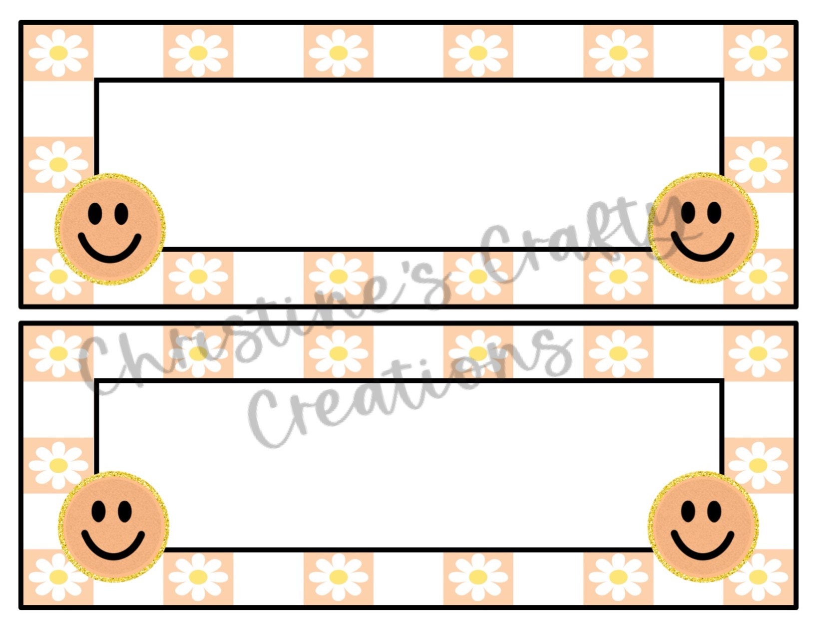 Retro Daisy Name Tags L Editable - Etsy