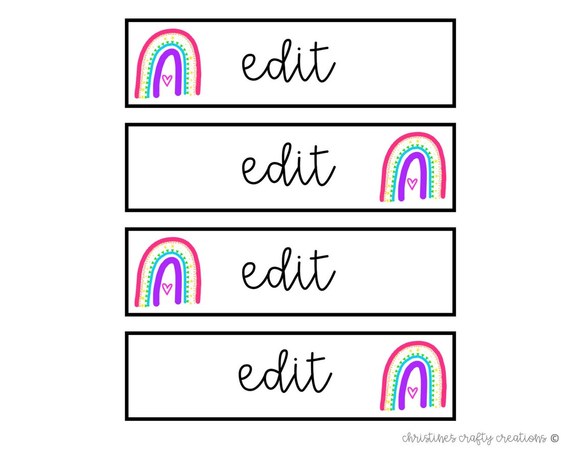 Bright Rainbow Boho Drawer Labels L Editable - Etsy