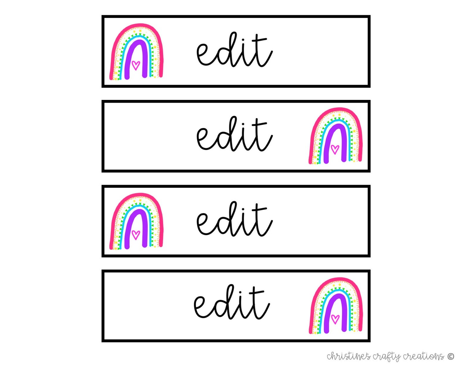 Bright Rainbow Boho Drawer Labels L Editable - Etsy