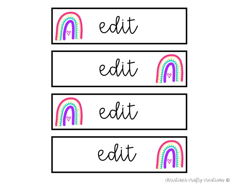 Bright Rainbow Boho Drawer Labels L Editable - Etsy