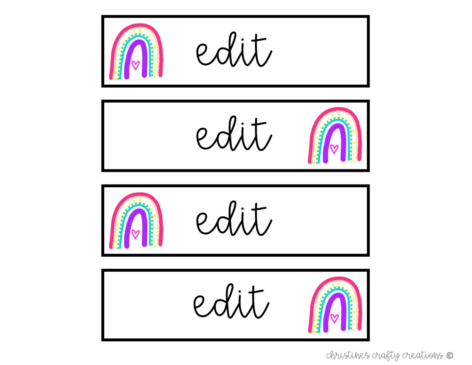 Bright Rainbow Boho Drawer Labels L Editable - Etsy