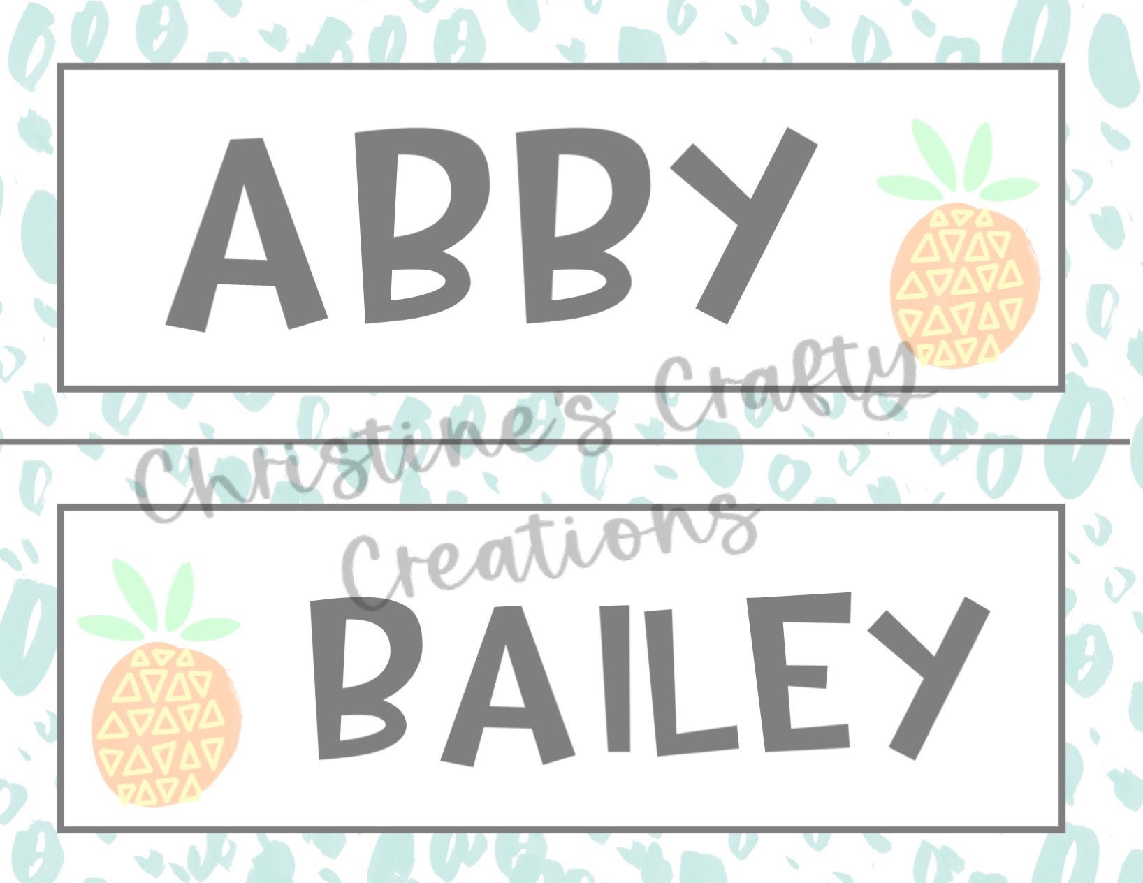 Pineapple Name Tags L Editable - Etsy