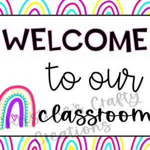 Bright Rainbow Boho Welcome Sign L Editable Door Name Labels L Bulletin ...
