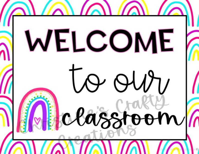 Bright Rainbow Boho Welcome Sign L Editable Door Name Labels L Bulletin ...