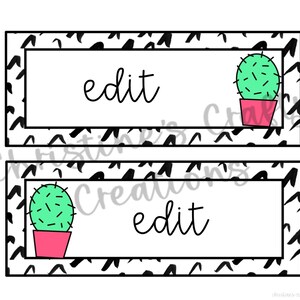Cactus Name Tags L Editable - Etsy