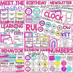 Bright Rainbow Boho Classroom Decor Bundle - Etsy