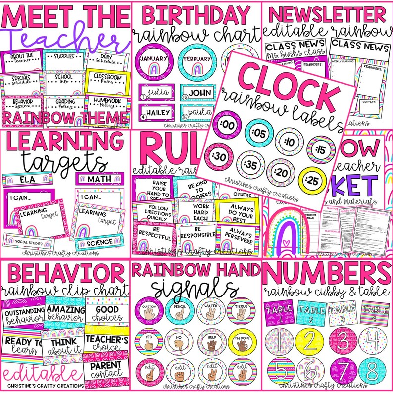 Bright Rainbow Boho Classroom Decor Bundle - Etsy