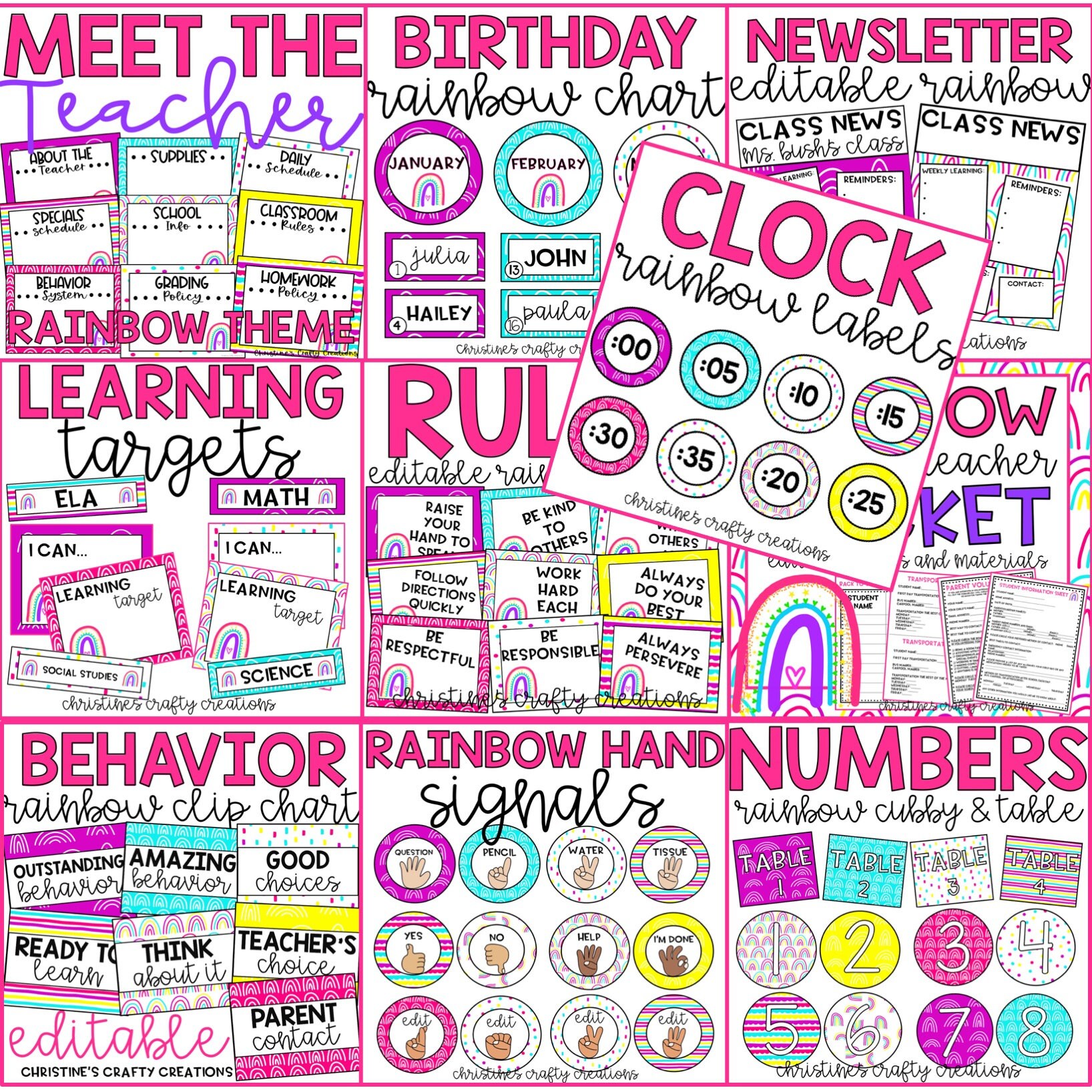 Bright Rainbow Boho Classroom Decor Bundle - Etsy