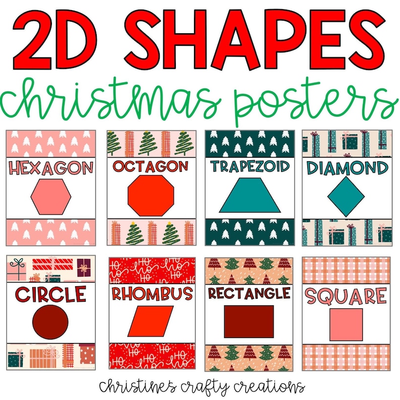Christmas 2D Shape Posters - Etsy