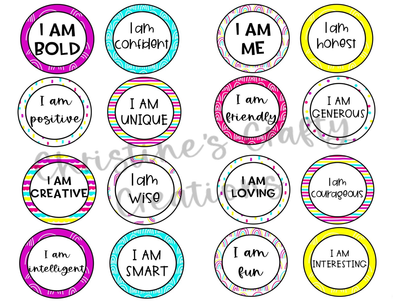 Bright Rainbow Boho Affirmation Circles L Affirmation Mirror - Etsy