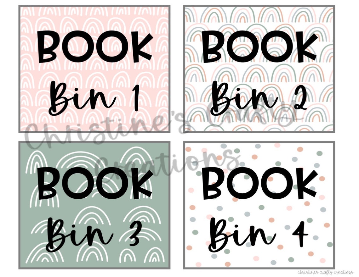 BOHO Book Bin Labels | Etsy