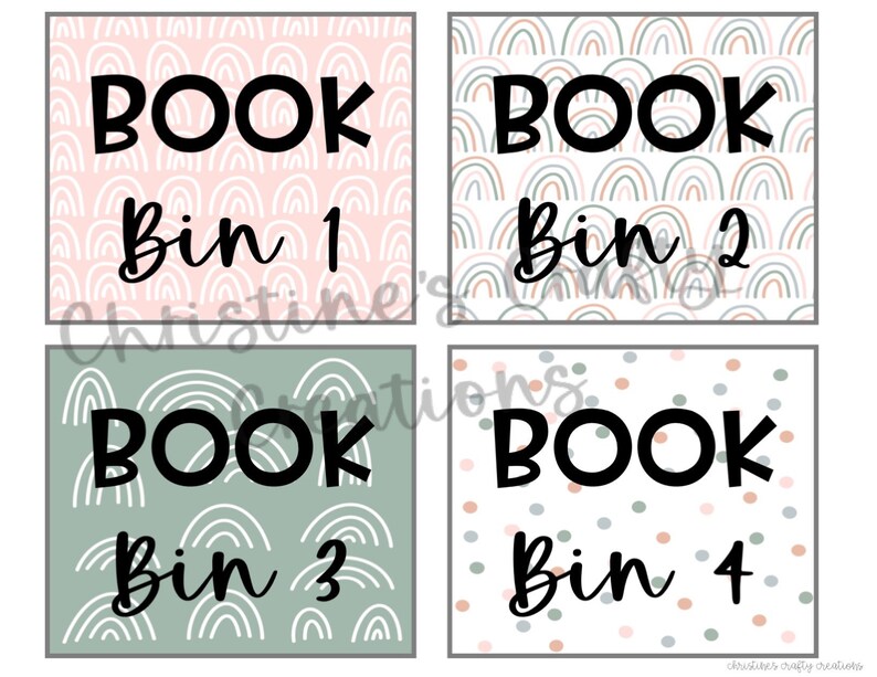 BOHO Book Bin Labels - Etsy