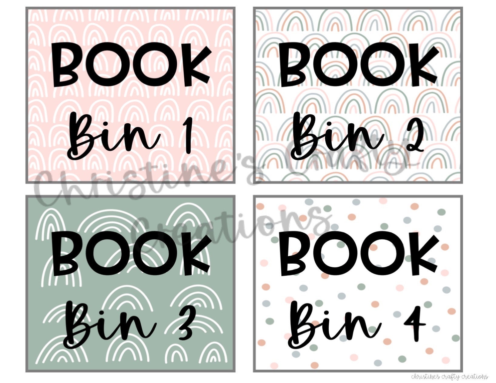 BOHO Book Bin Labels - Etsy