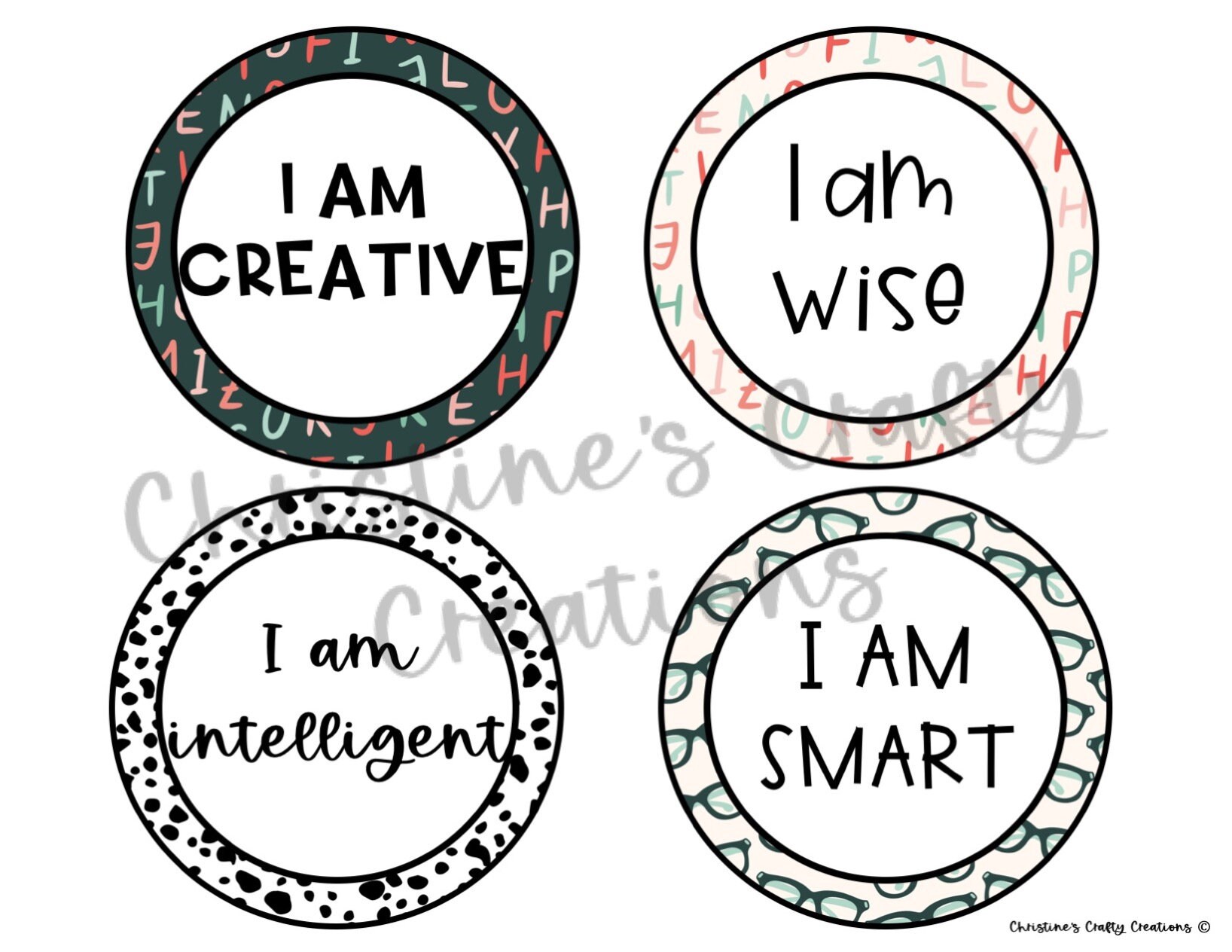 Preppy Dalmatian Affirmation Circles L Affirmation Mirror - Etsy
