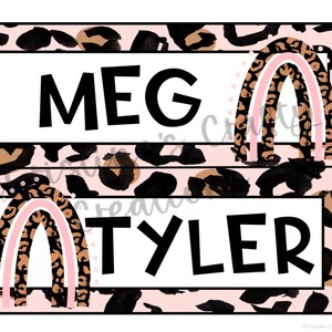 Leopard Name Tags L Editable - Etsy