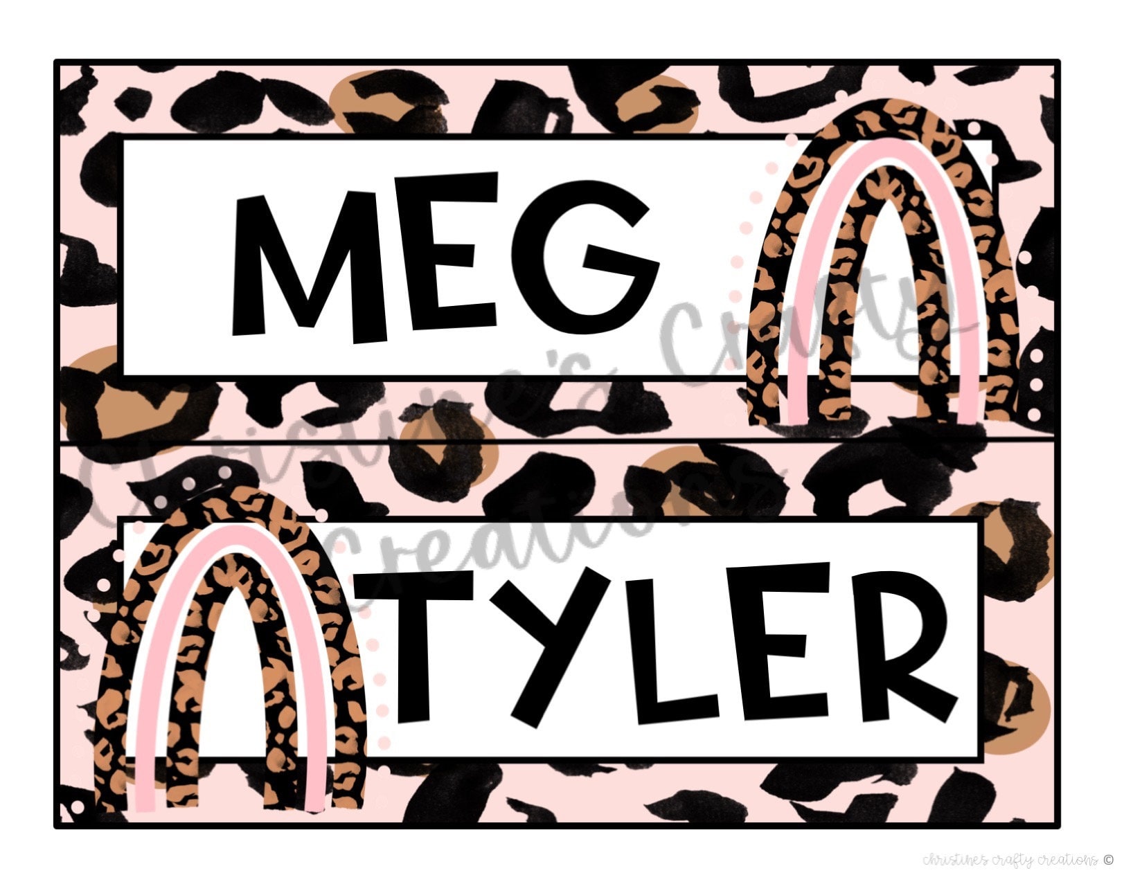 Leopard Name Tags L Editable - Etsy