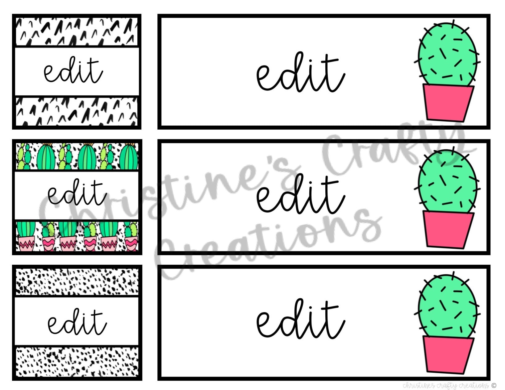 Cactus Daily Schedule L Editable - Etsy