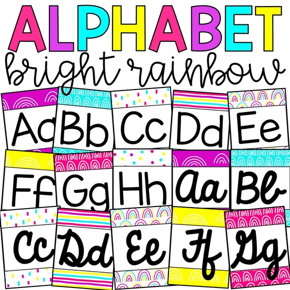 Bright Rainbow Boho Alphabet Posters - Etsy