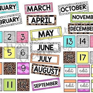 Groovy Leopard and Dalmatian Calendar Labels L Editable - Etsy