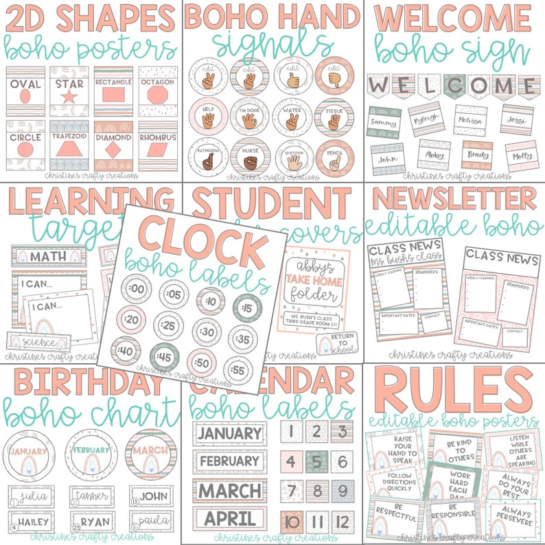 BOHO Classroom Decor Bundle | Etsy