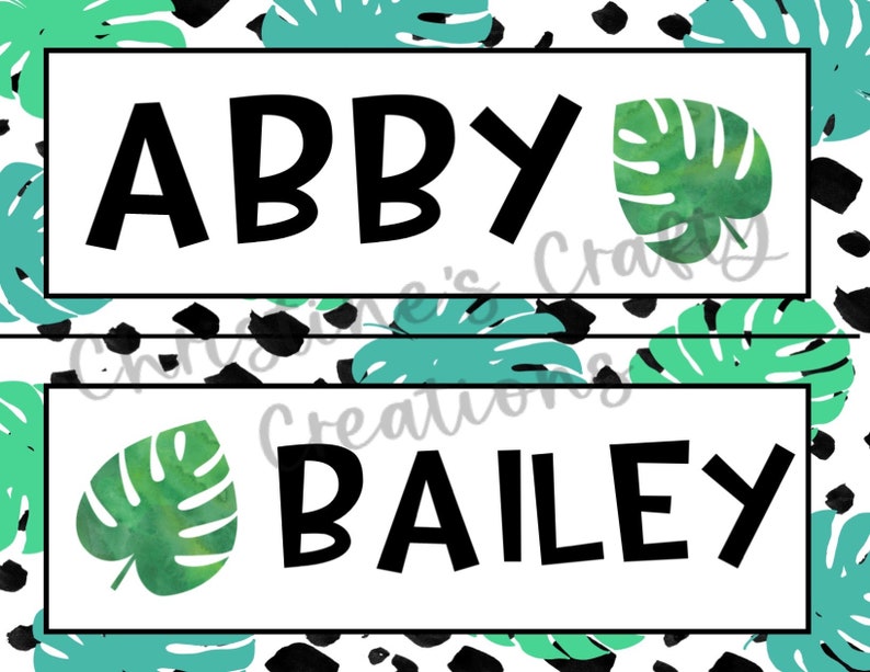 Tropical Leaves Name Tags L Editable - Etsy