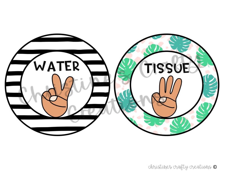 Tropical Leaves Hand Signals L Multicultural and Editable - Etsy