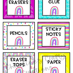 Bright Rainbow Boho Supply Labels L Editable - Etsy