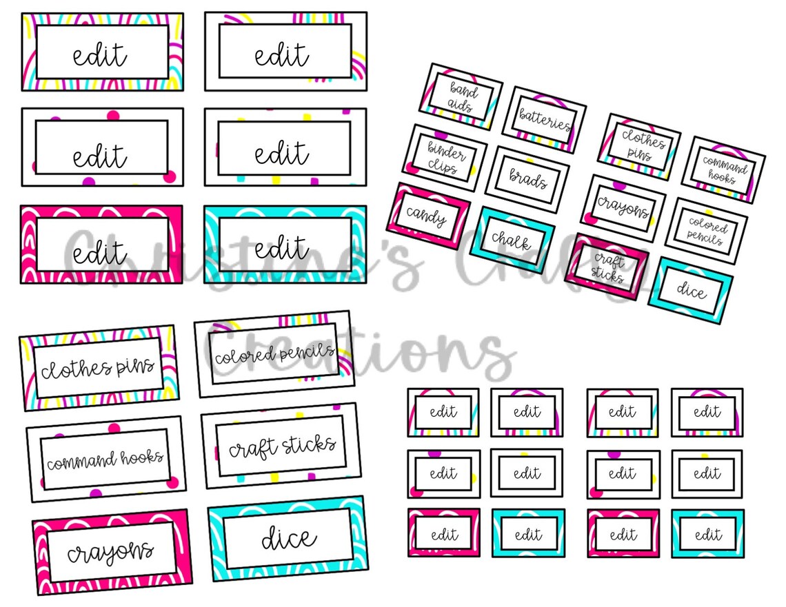 Bright Rainbow Boho Toolbox Labels L Editable - Etsy