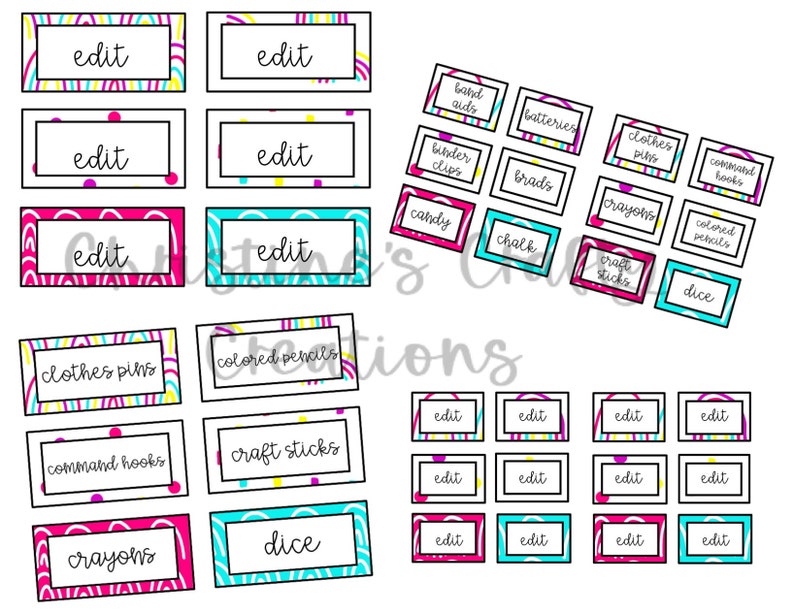 Bright Rainbow Boho Toolbox Labels L Editable - Etsy