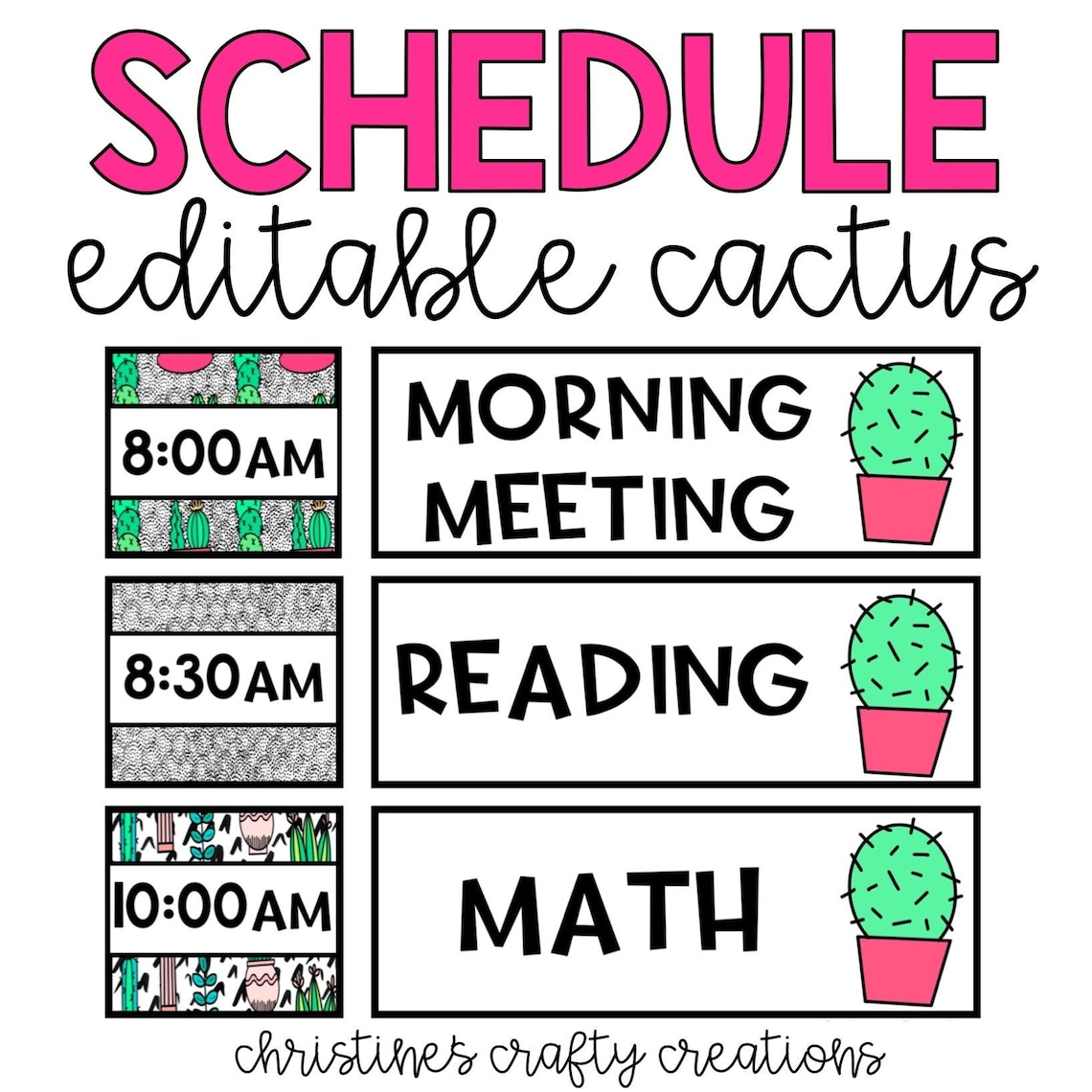 Cactus Daily Schedule L Editable - Etsy