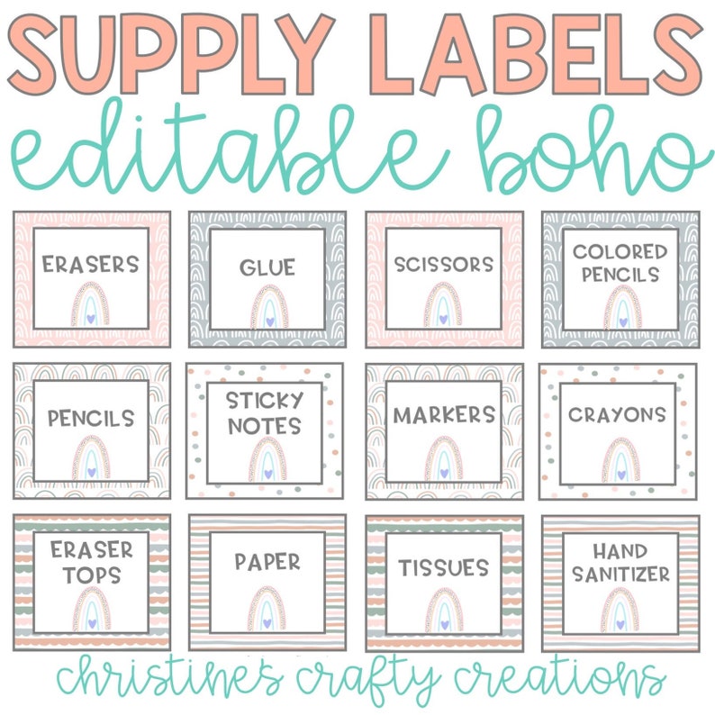 BOHO Supply Labels - Etsy