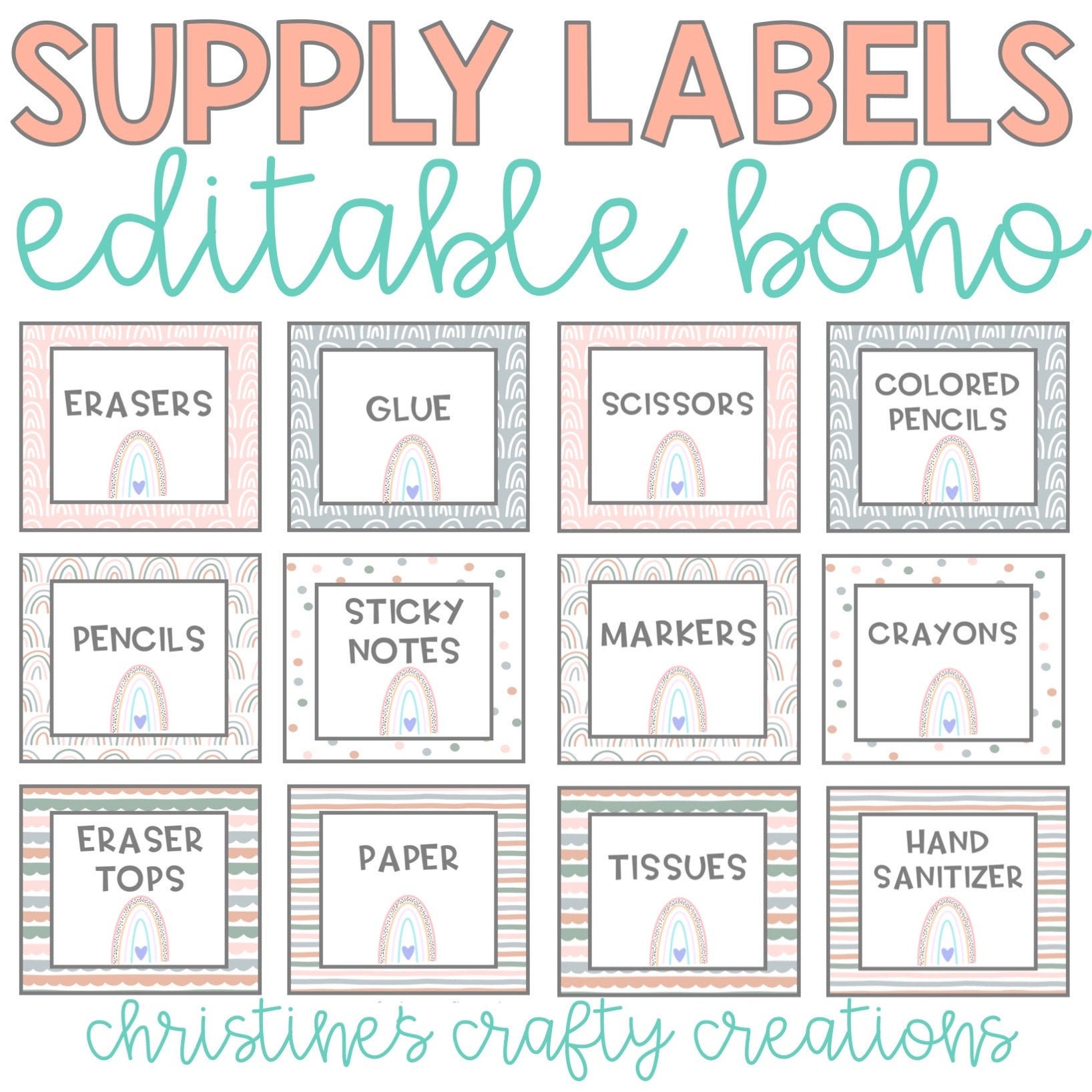 BOHO Supply Labels - Etsy